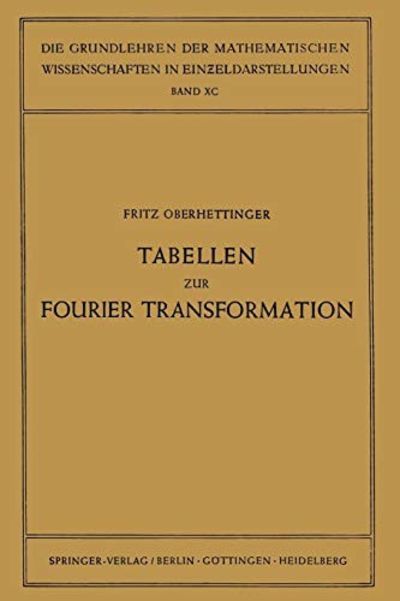 Biblio Tabellen Zur Fourier Transformation Grundlehren Der Mathematischen Wissenschaften 90