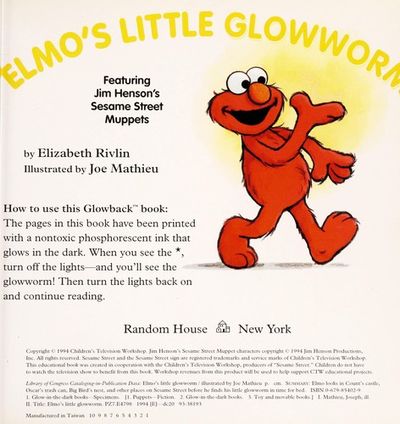 Elmo's Little Glowworm by Mathieu, Joe | Paperback | 1994-10-04 ...