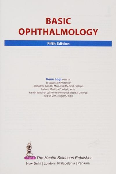 BIBLIO | Basic Ophthalmology by Renu Jogi | Paperback | 2016 | Jp ...