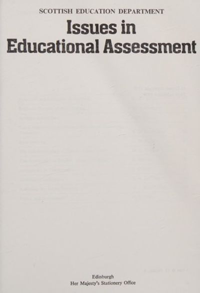 Issues in Educational Assessment (Occasional papers / Great Britain ...
