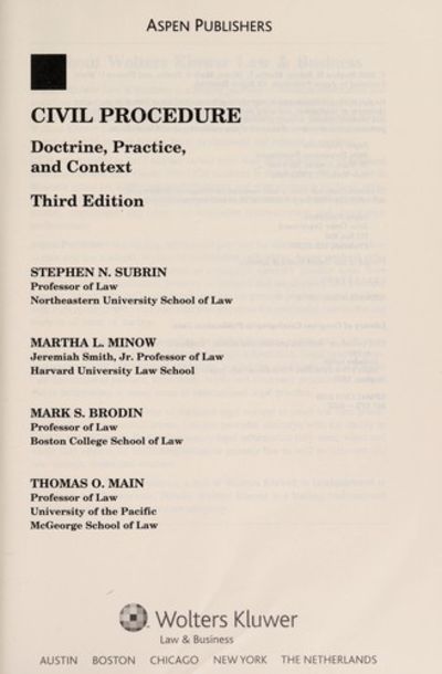 BIBLIO | Civil Procedure: Doctrine, Practice, and Context by Stephen N ...