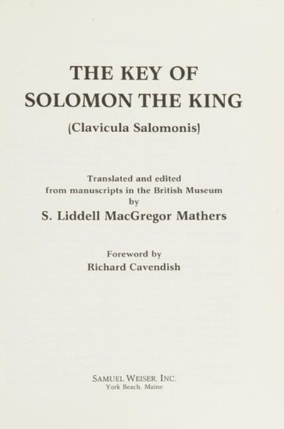 BIBLIO | Key of Solomon the King by S. L. Mathers; L. MacGregor Mathers | Paperback | December ...