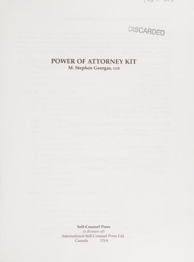 Power of Attorney Kit by Georgas, M. Stephen | Paperback | 2003 ...