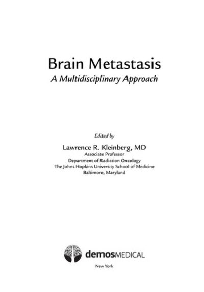 BIBLIO | Brain Metastasis: A Multidisciplinary Approach by Lawrence Kleinberg | Hardcover | 2008 ...