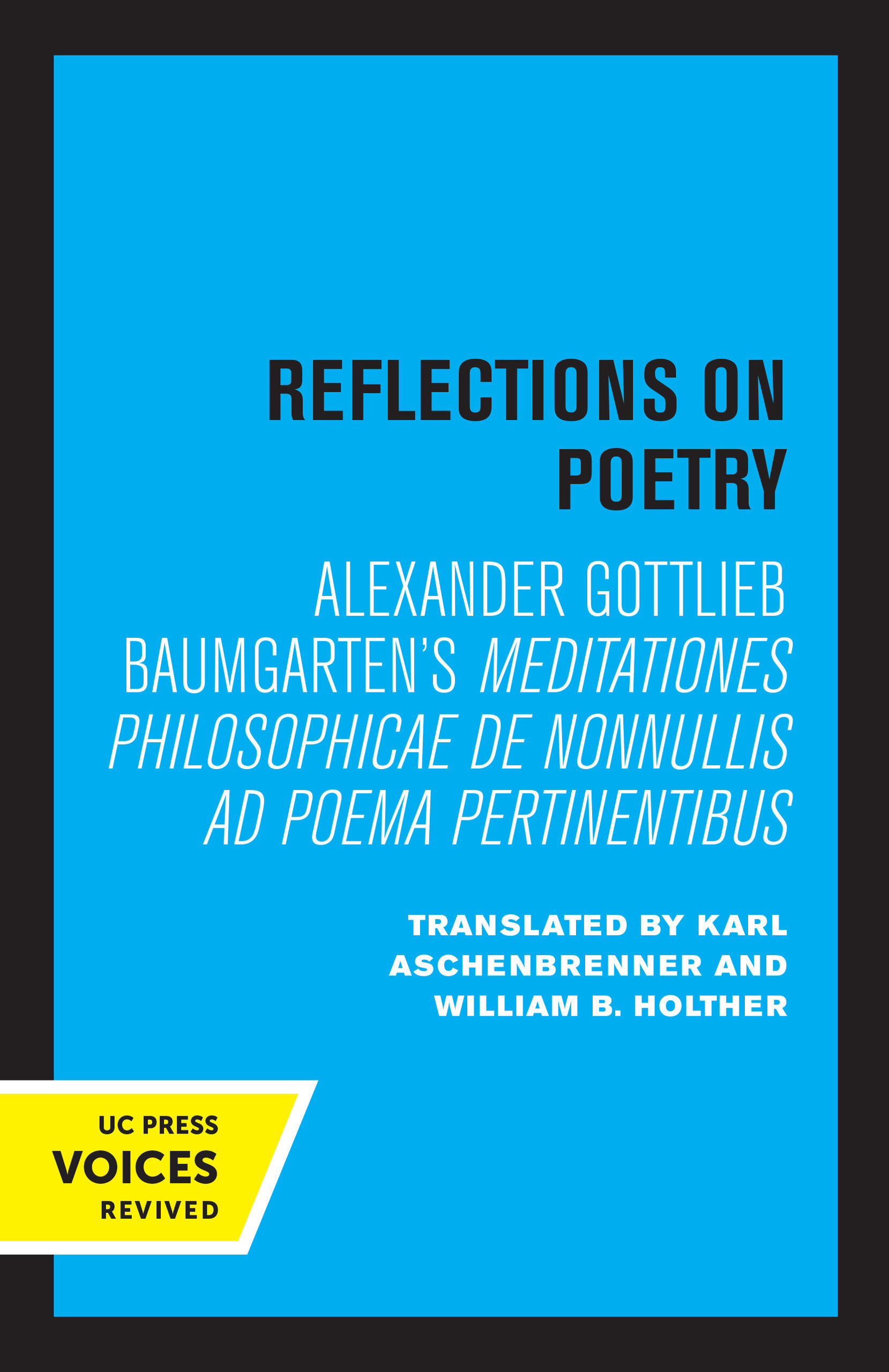 Reflections on Poetry: Meditationes Philosophicae de Nonnullis AD Poema ...