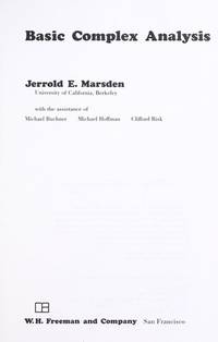 Basic complex analysis by Jerrold E. Marsden | Hardcover | 1973 | W.H ...