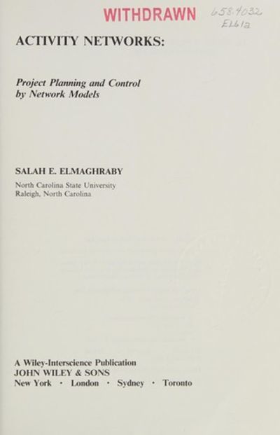 BIBLIO | Activity networks: Project planning and control by network ...