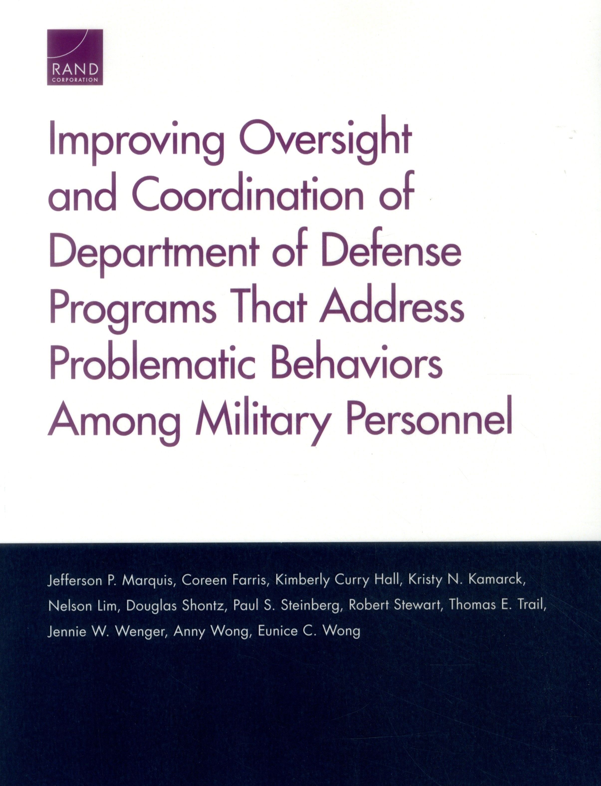 Improving Oversight and Coordination of Department of Defense Programs ...
