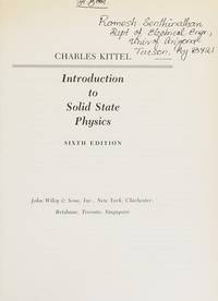 Introduction to Solid State Physics by Charles Kittel | Hardcover | 1986 | Wiley | 9780471874744 ...