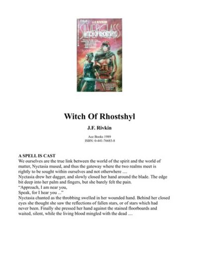 SILVERGLASS: Witch of Rhostshyl (#3 of series) by Rivkin, J.F ...