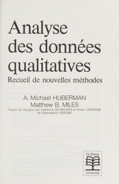 Analyse des Donnees Qualitatives. Recueil de nouvelles methodes by A ...