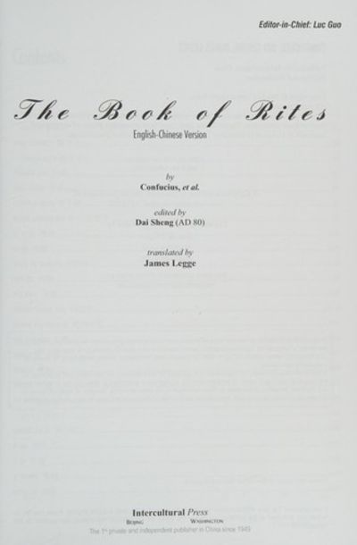 Book Of Rites Confucius
