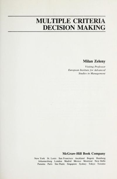 Multiple Criteria Decision Making by Zeleny, Milan | Hardcover | 1982 | McGraw-Hill ...