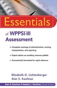 Essentials Of Wppsi Iii Assessment by Lichtenberger Elizabeth O (12 ...