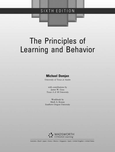 The Principles of Learning and Behavior: Active Learning Edition (Sixth Edition) by Michael P ...