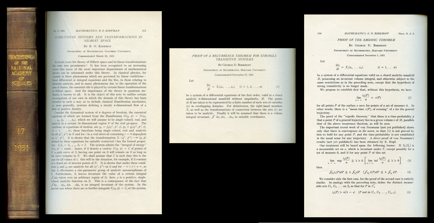 Hamiltonian Systems and Transformations in Hilbert Space (Koopman) AND ...