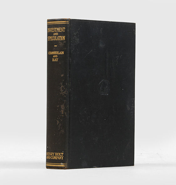 Investment and Speculation. by CHAMBERLAIN, Lawrence, & William Wren ...
