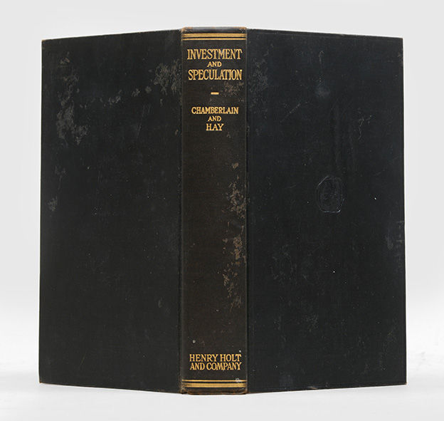 Investment and Speculation. by CHAMBERLAIN, Lawrence, & William Wren ...