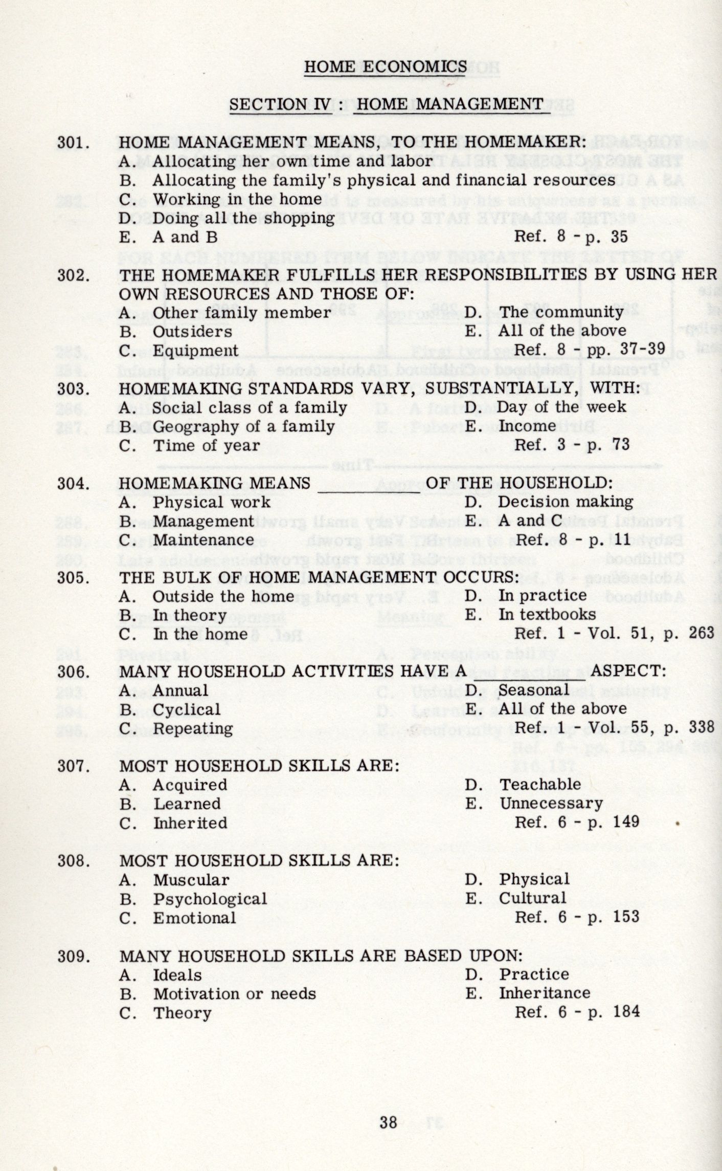 Home Economics. 1,000 Multiple-Choice Questions with Answers. (College ...