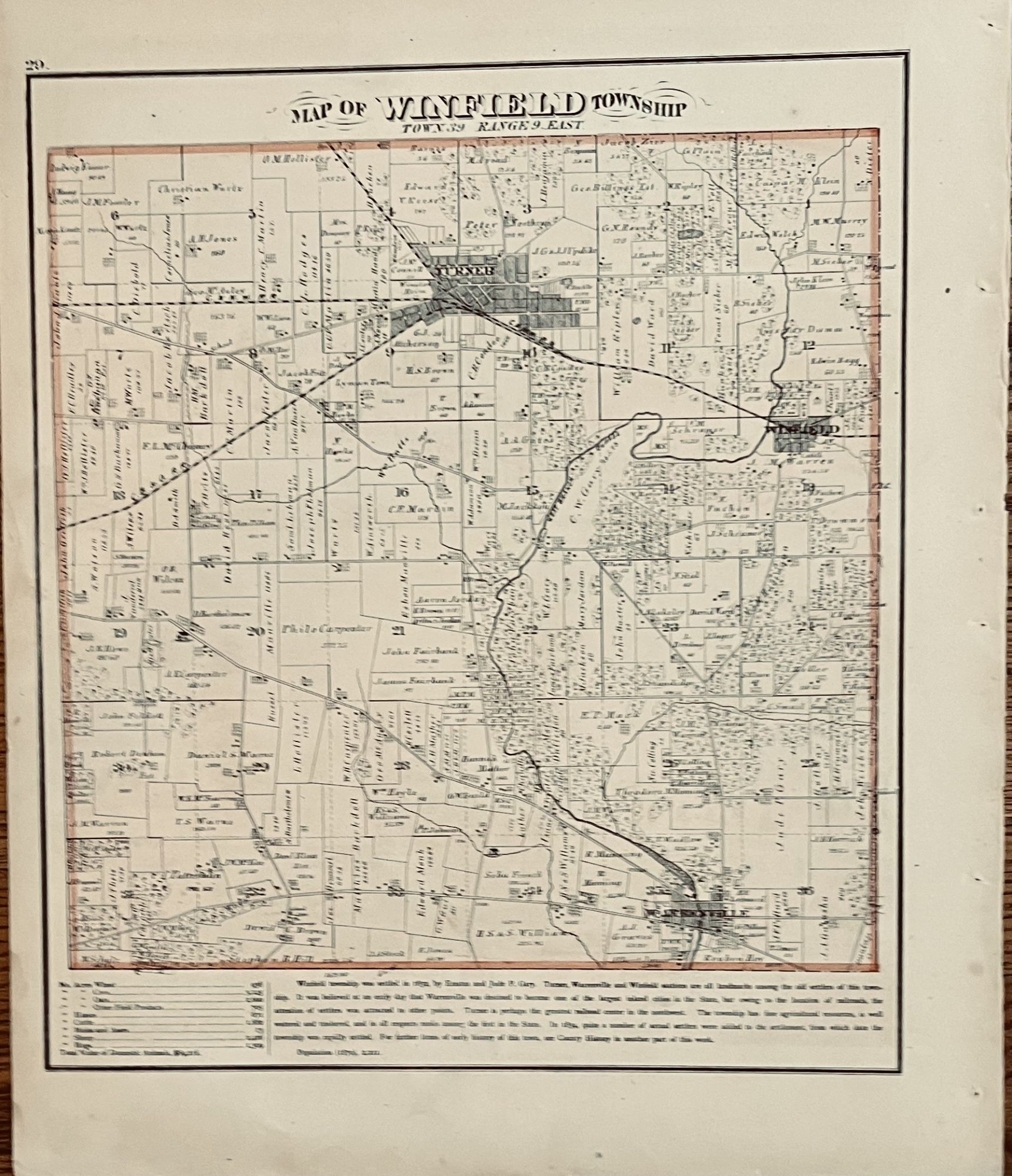 Map of Winfield Township by Warner & Beers | 14 1/2 x 12 1/2 inches ...
