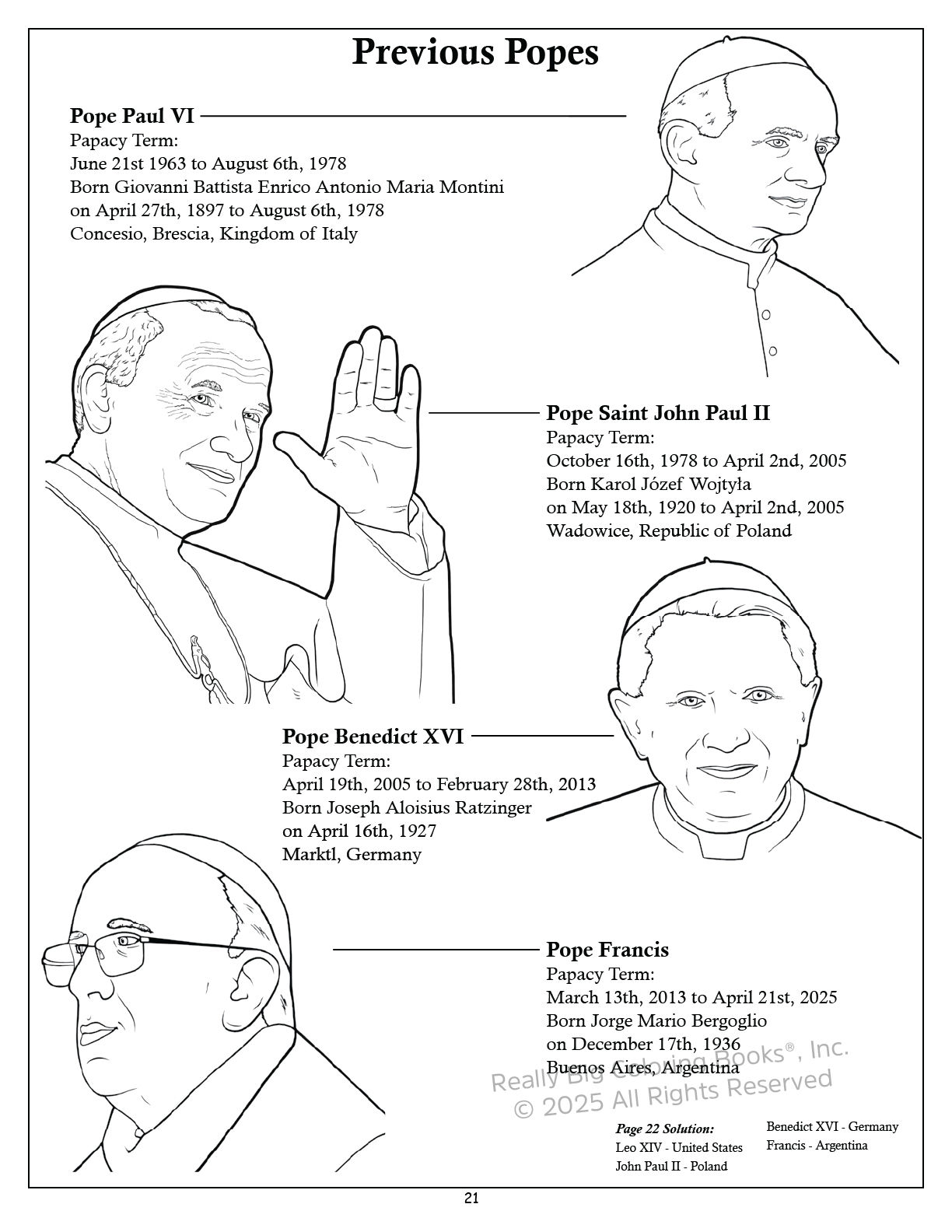 Pope Leo XIV Coloring Book by Really Big Coloring Books® | Square Back ...