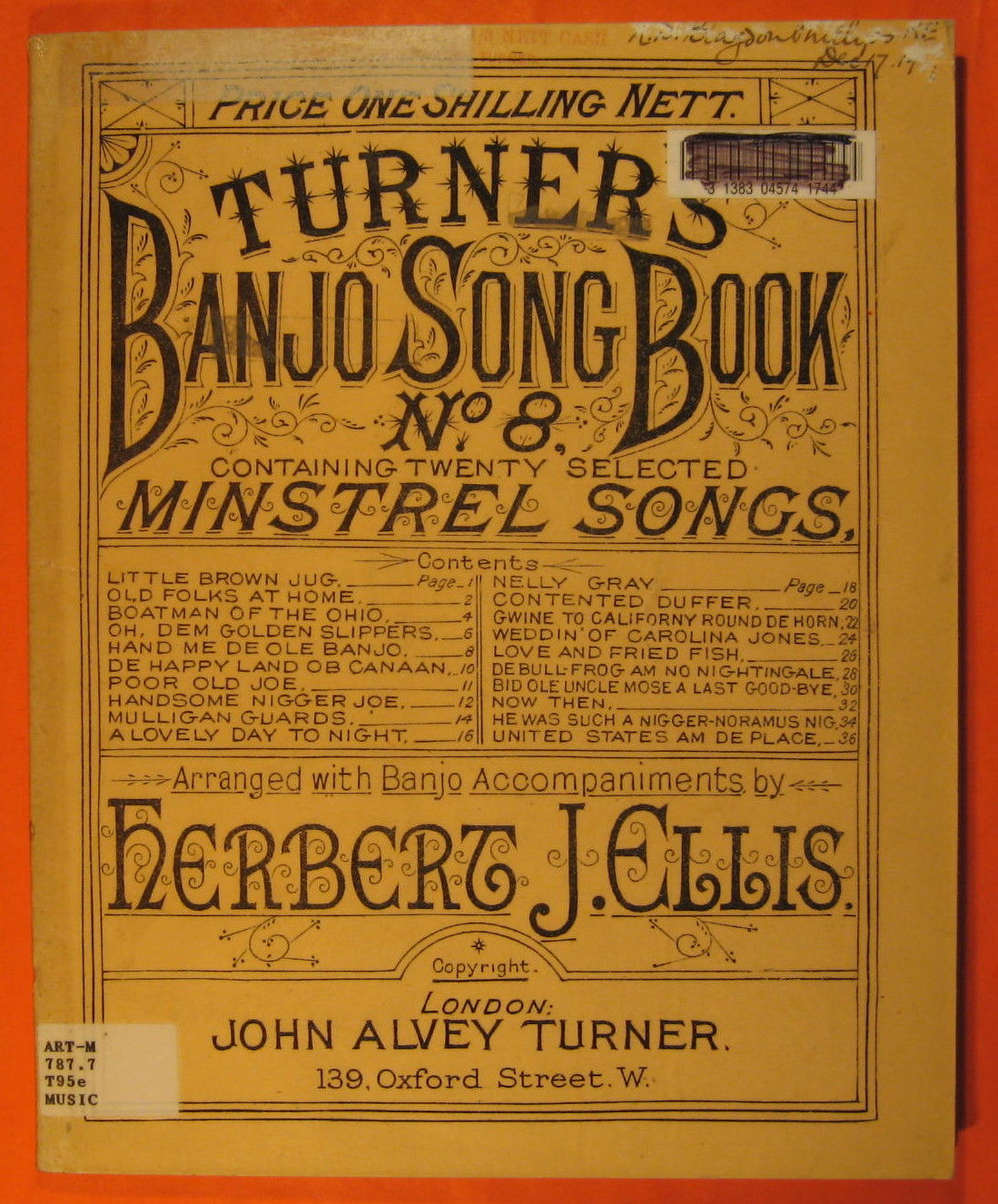Turner's Banjo Song Book, No. 8 by Ellis, Herbert J., Arranger | Sheet ...