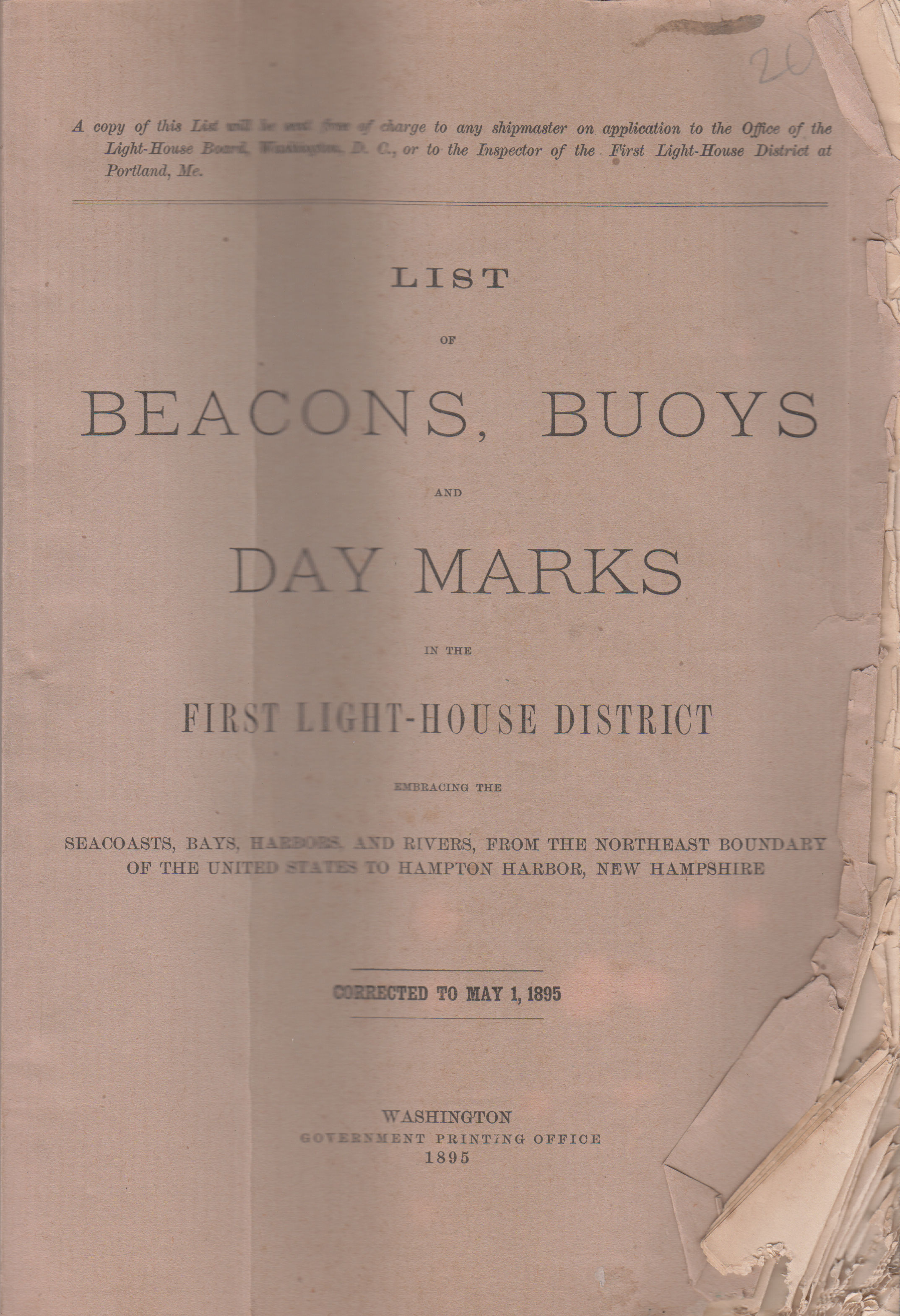 List of Beacons, Buoys, and Day Marks in the First Light-House District ...