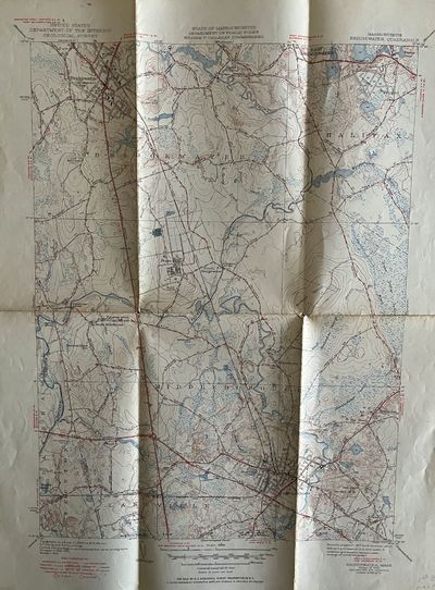 1950 State of Massachusetts Public Works Map of The Bridgewater ...