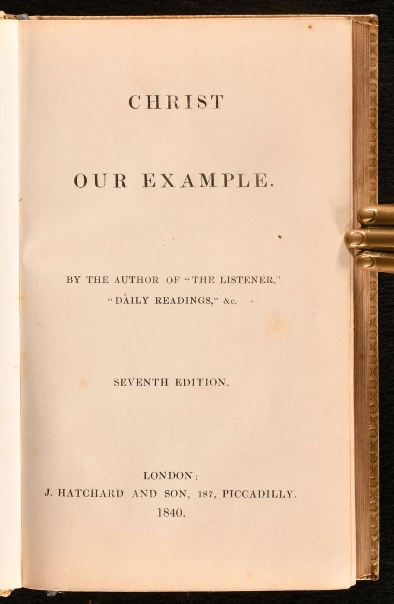 Christ Our Example by Caroline Fry | Vellum | 1840 | J. Hatchard & Son ...