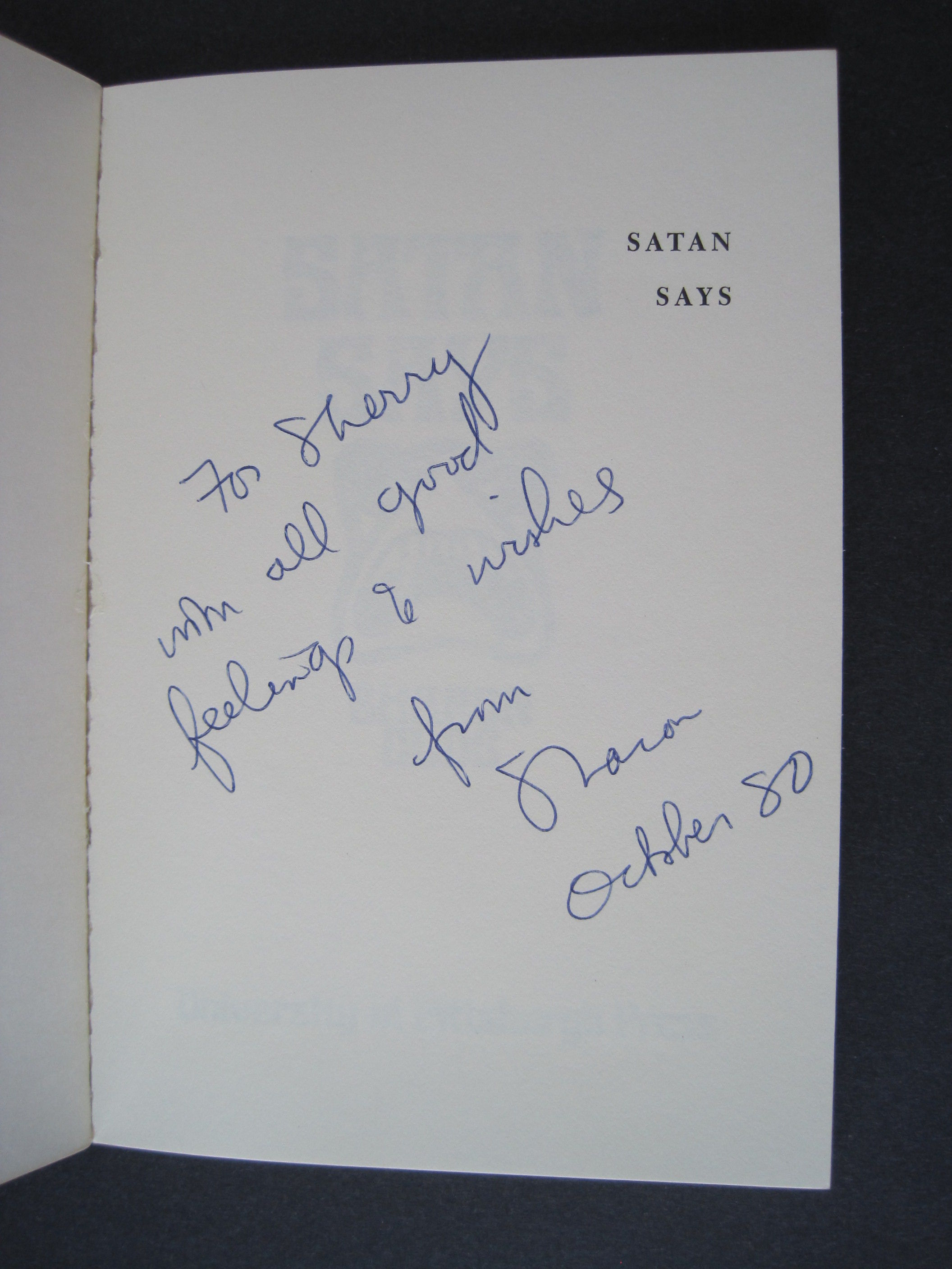 Satan Says by Sharon (signed) Olds - Paperback - Signed First Edition ...