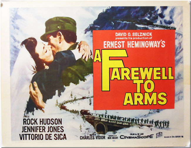 Original Studio Half Sheet for A FAREWELL TO ARMS by [Hemingway, Ernest ...