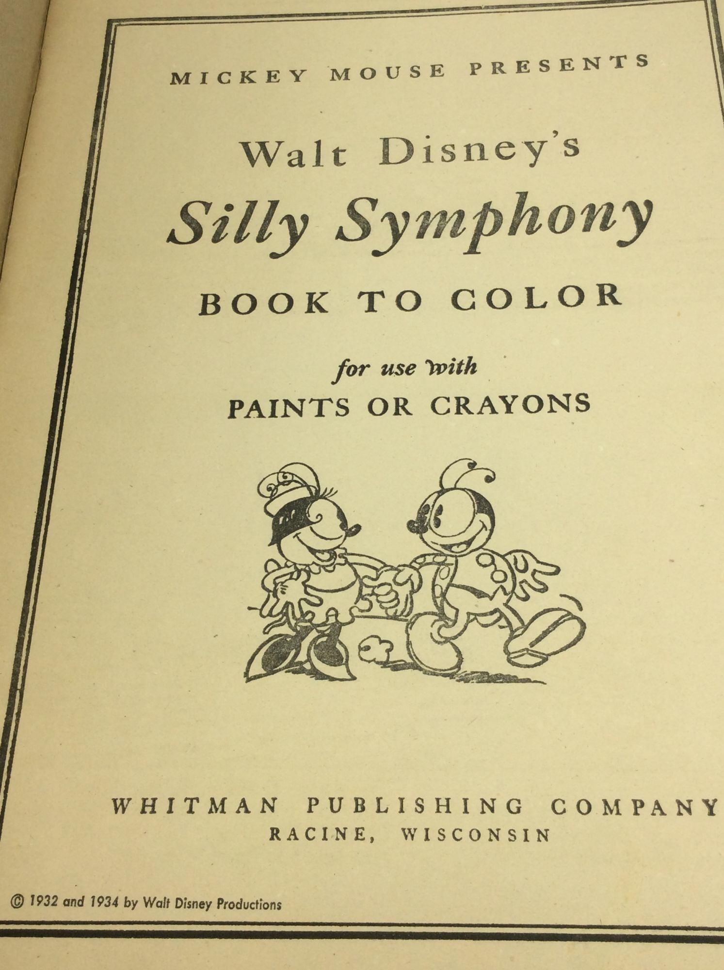 MICKEY MOUSE PRESENTS WALT DISNEY'S SILLY SYMPHONY BOOK TO COLOR for ...