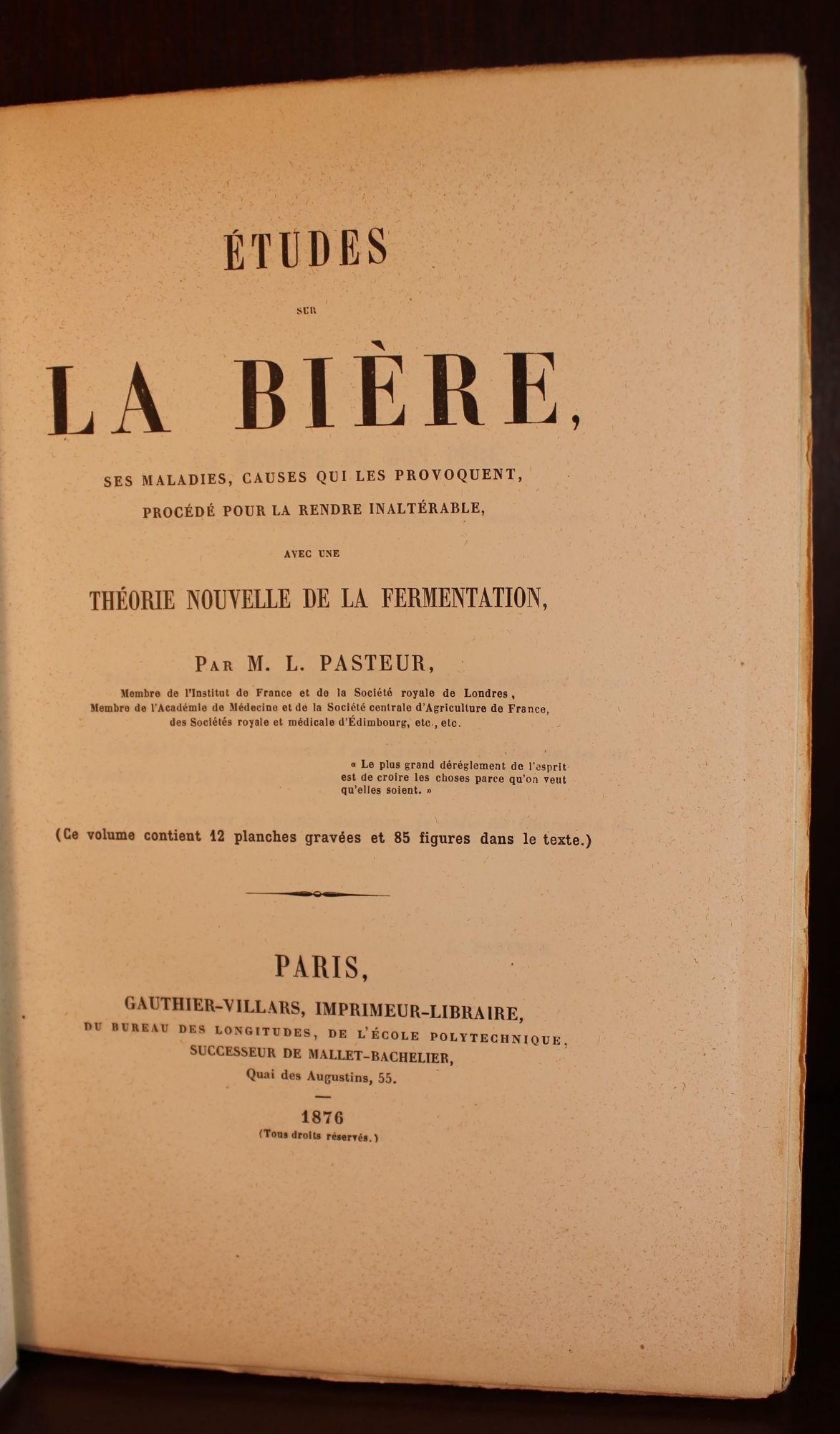 Etudes Sur La Biere (Study of Beer or Fermentation) by Louis Pasteur ...