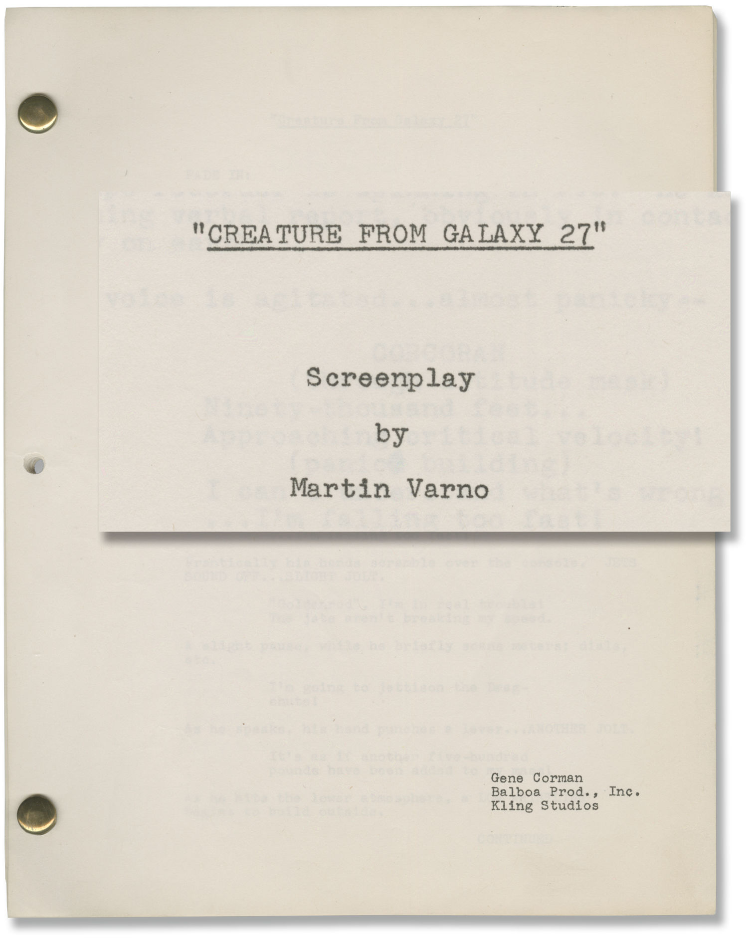 Night of the Blood Beast [Creature from Galaxy 27] (Original screenplay ...