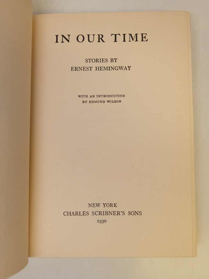 In Our Time: Stories by HEMINGWAY, Ernest | Hardcover | 1930 | Scribner ...