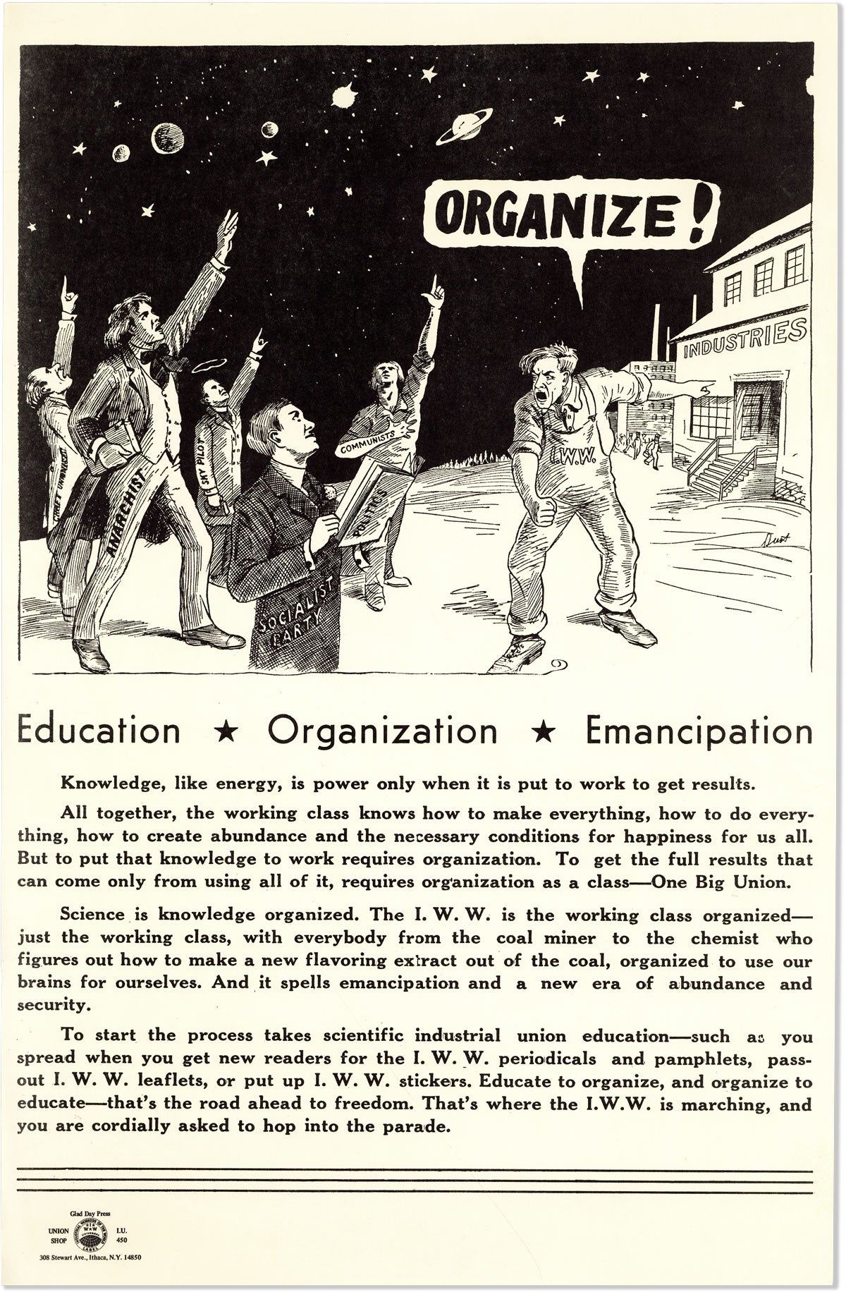 Broadside: Education * Organization * Emancipation by [GRAPHICS] [I.W.W ...