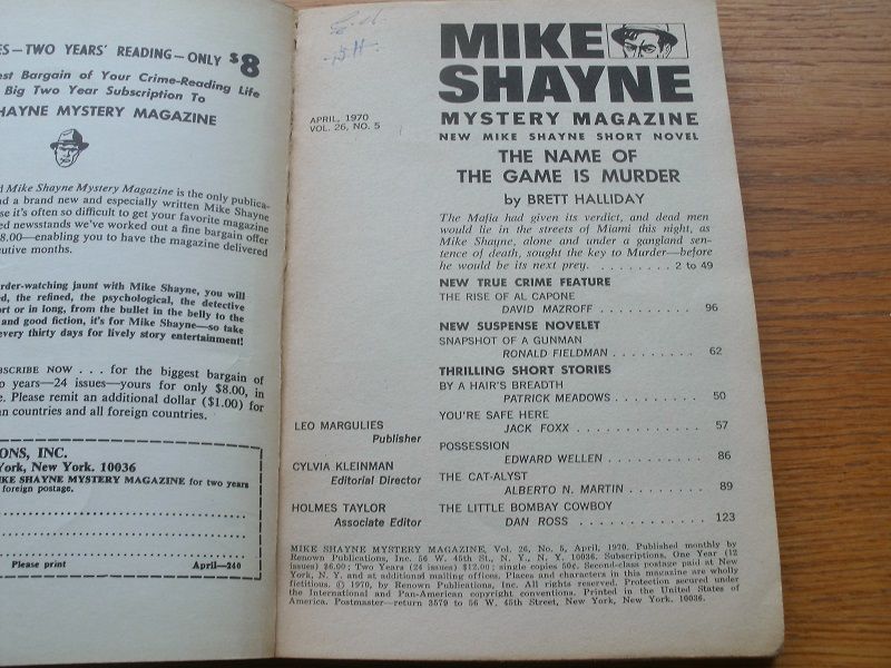 Mike Shayne Mystery Magazine April 1970 by Dan Ross Alberto N. Martin ...