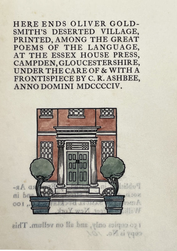 The Deserted Village. by ESSEX HOUSE PRESS. GOLDSMITH, Oliver | 1904 ...