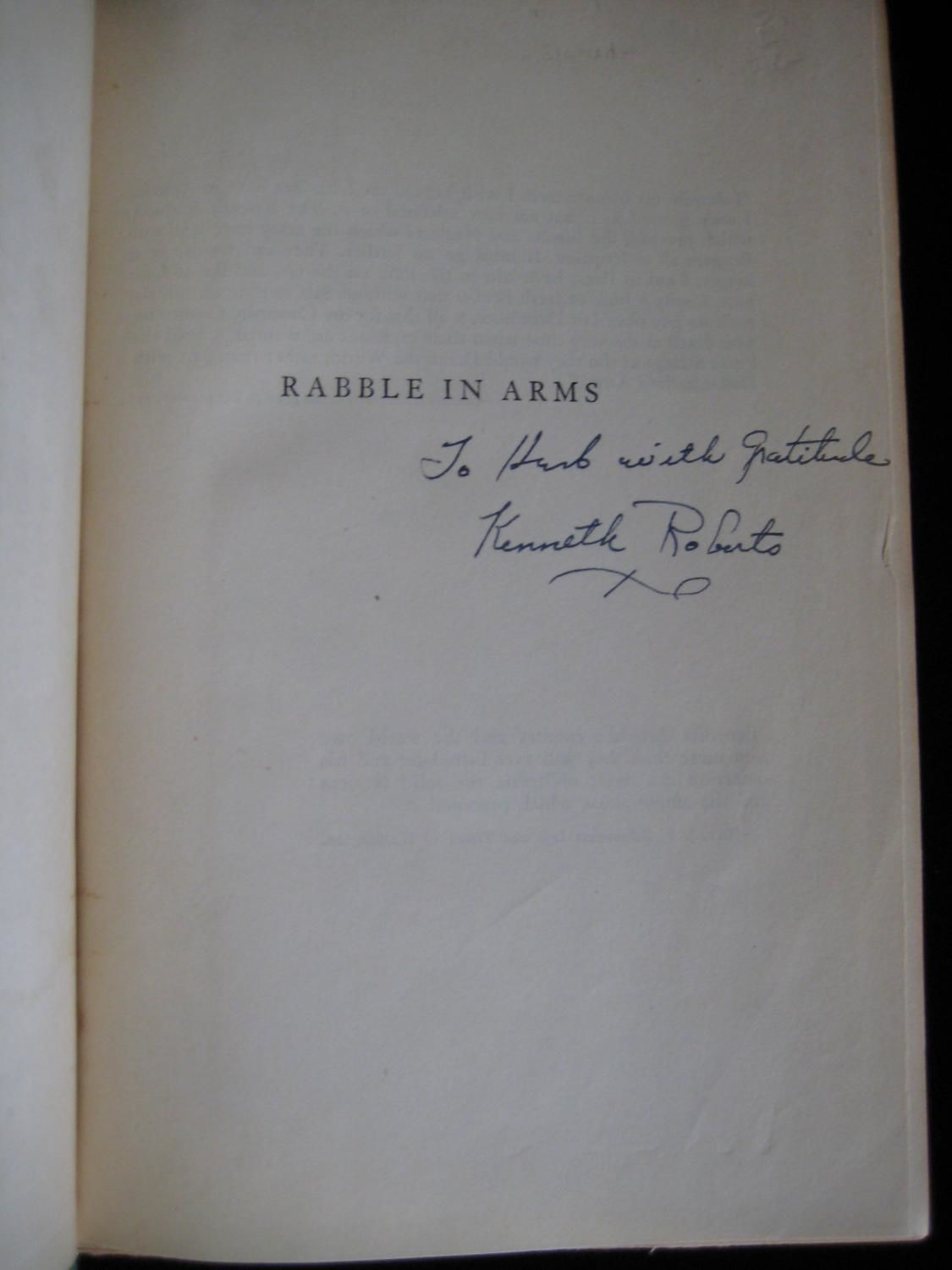 Rabble in Arms by Roberts, Kenneth | Hardcover | 1947 | Doubleday ...