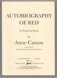 BIBLIO | Autobiography of Red: A Novel in Verse by Anne Carson ...