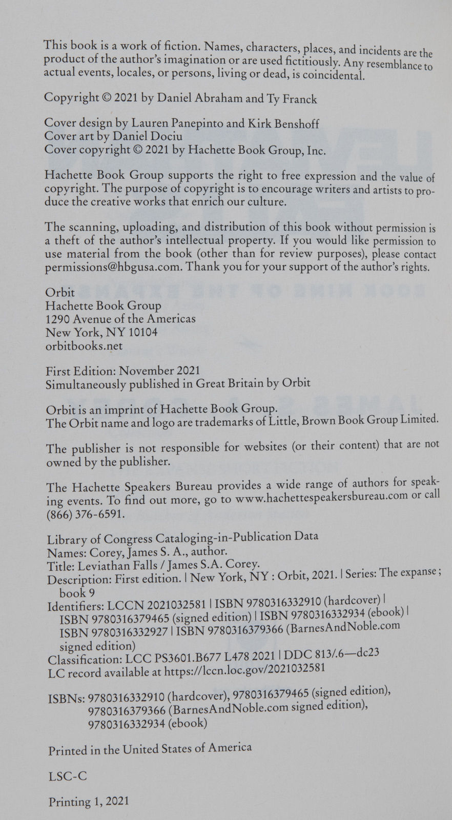 BIBLIO | Leviathan Falls; Book Nine of The Expanse by Corey, James S. A ...