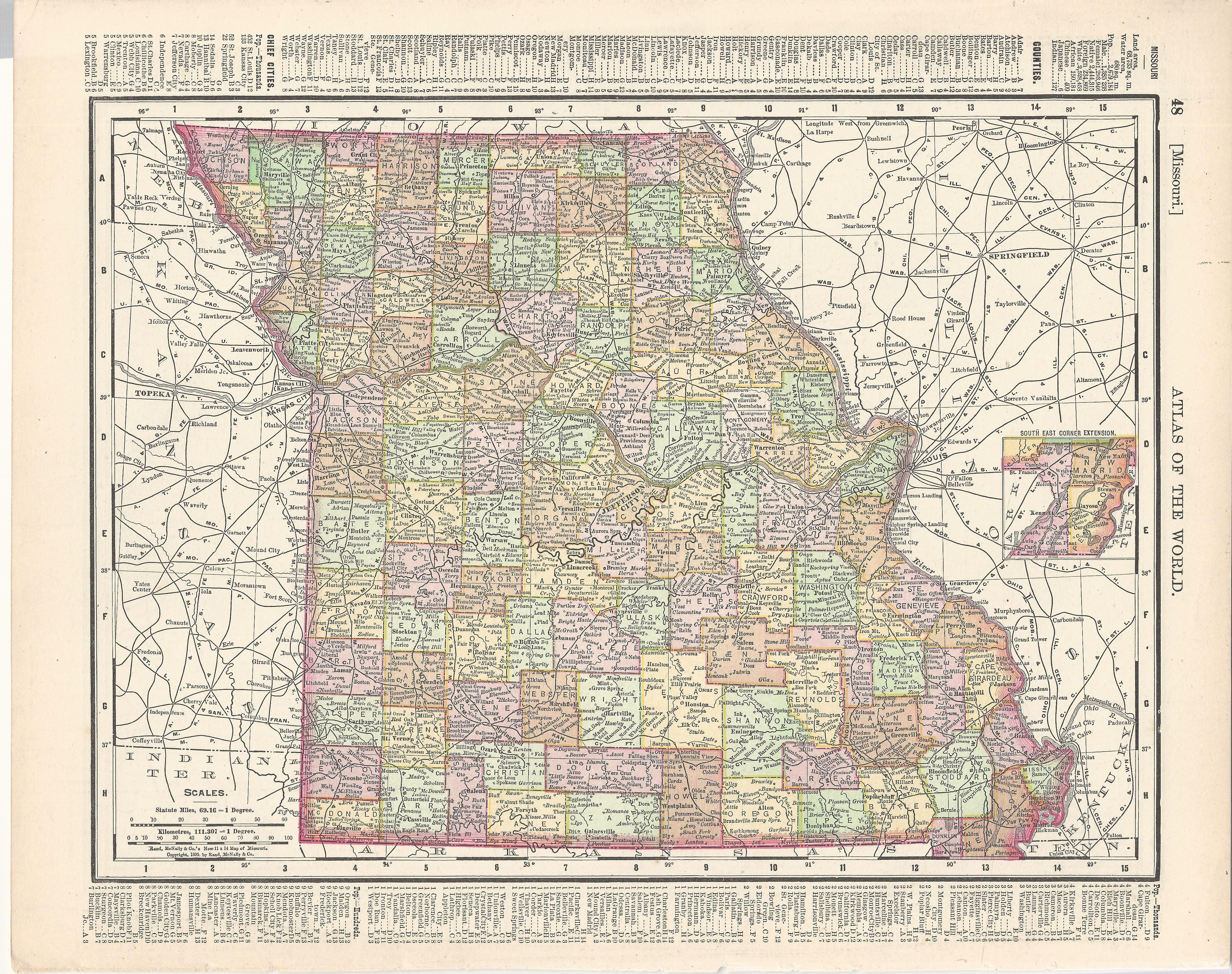 BIBLIO | MAP: "Iowa (Missouri on reverse)....from Atlas of the World by ...