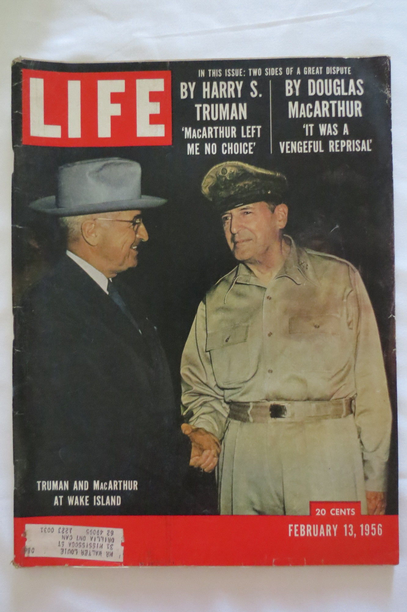 LIFE MAGAZINE - FEBRUARY 13, 1956 (TRUMAN AND MACARTHUR AT WAKE ISLAND ...