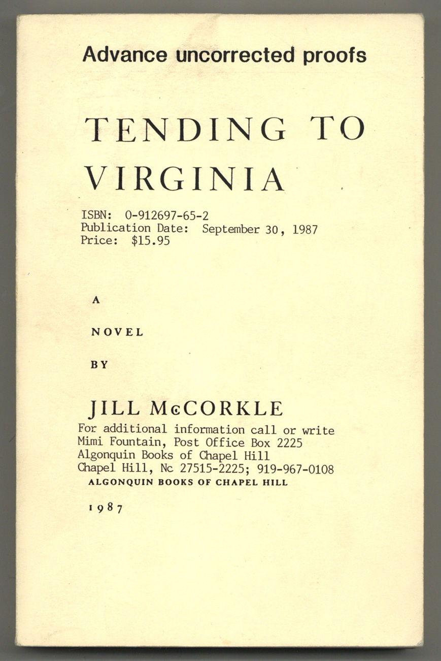 Tending to Virginia by MCCORKLE, Jill | Search for Rare Books | ABAA