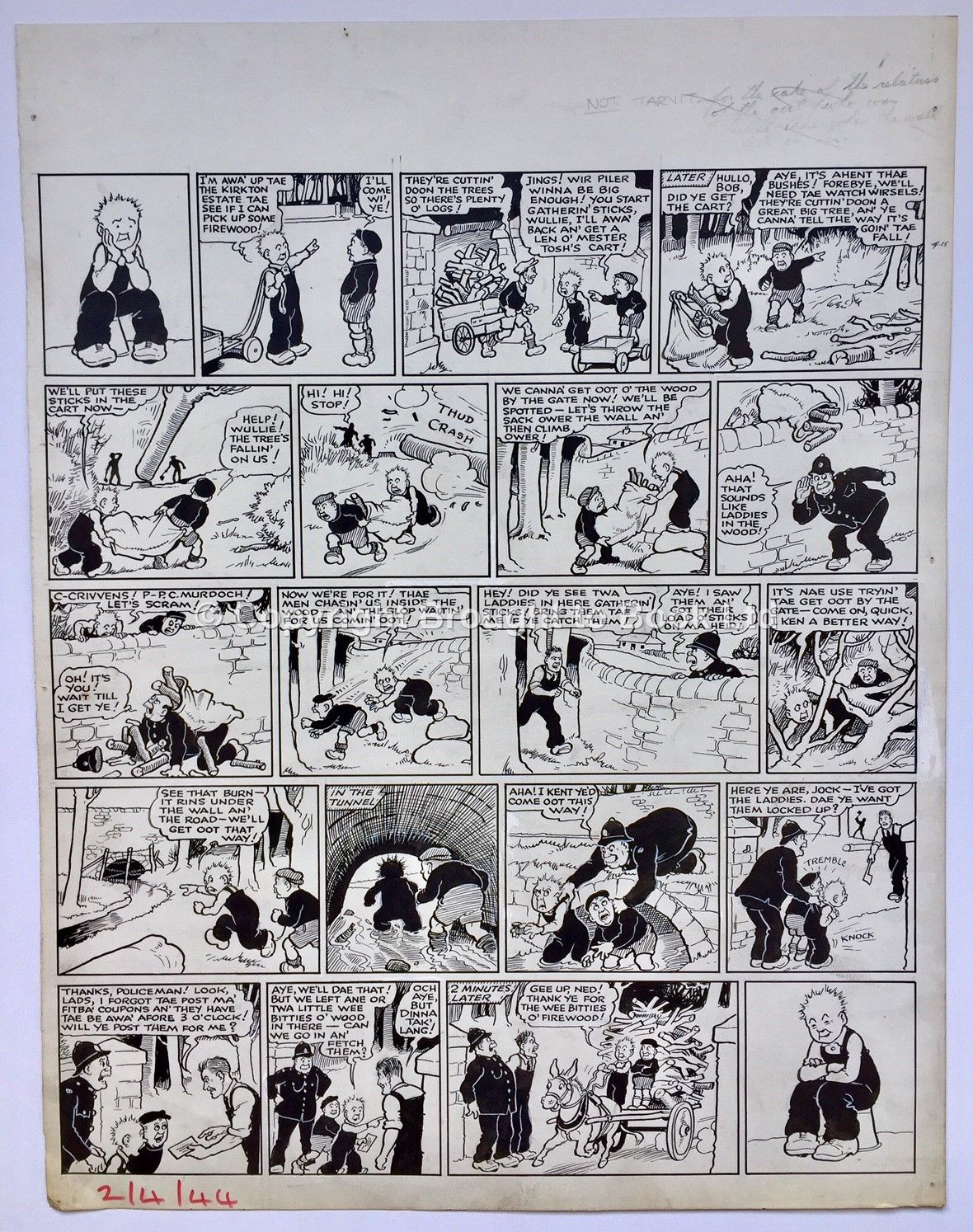 Oor Wullie Annual Original Artwork by Dudley D Watkins April 1944 DC ...