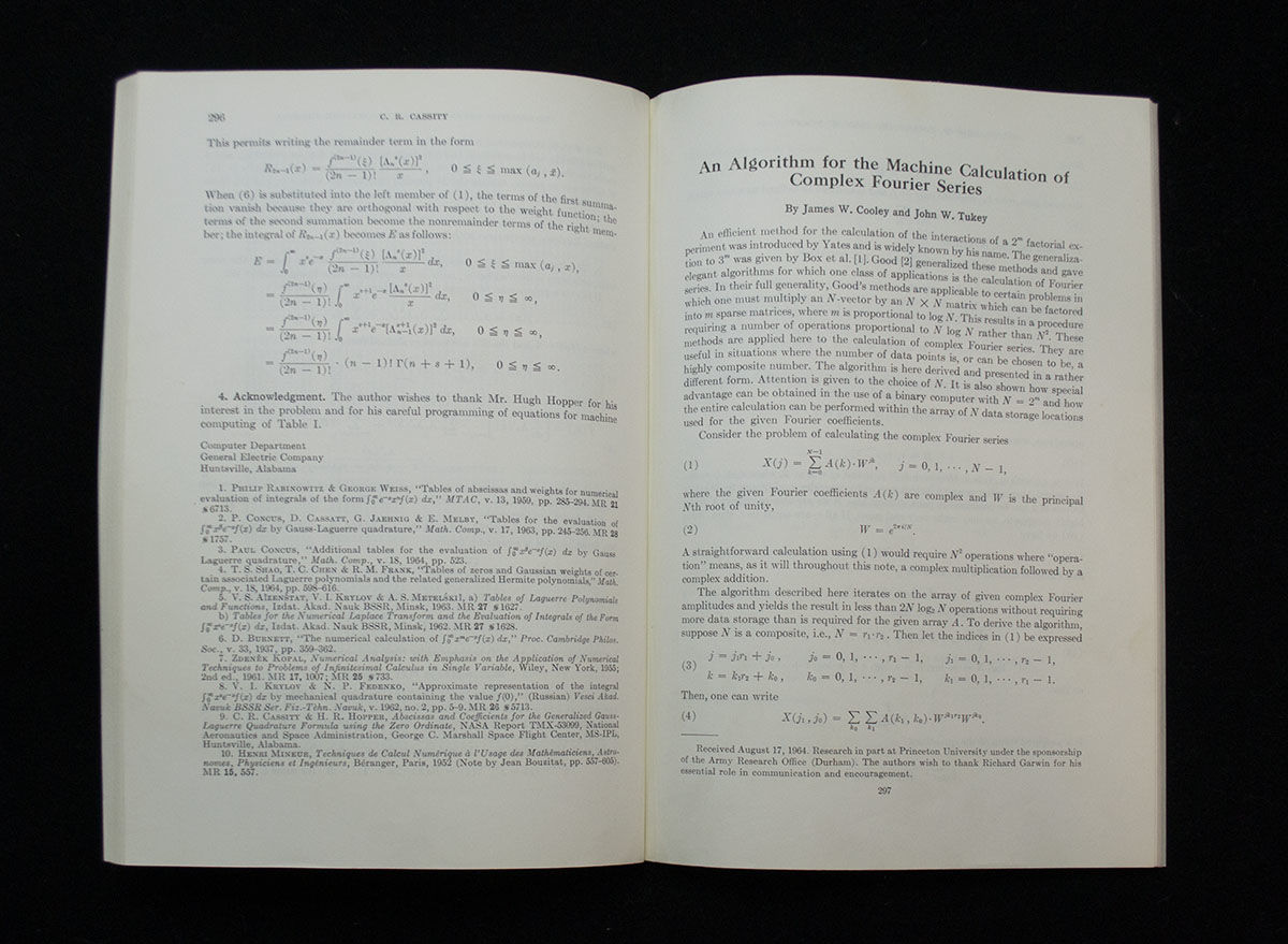 Algorithm for the Machine Calculation of Complex Fourier Series by COOLEY, James W | 1965 ...