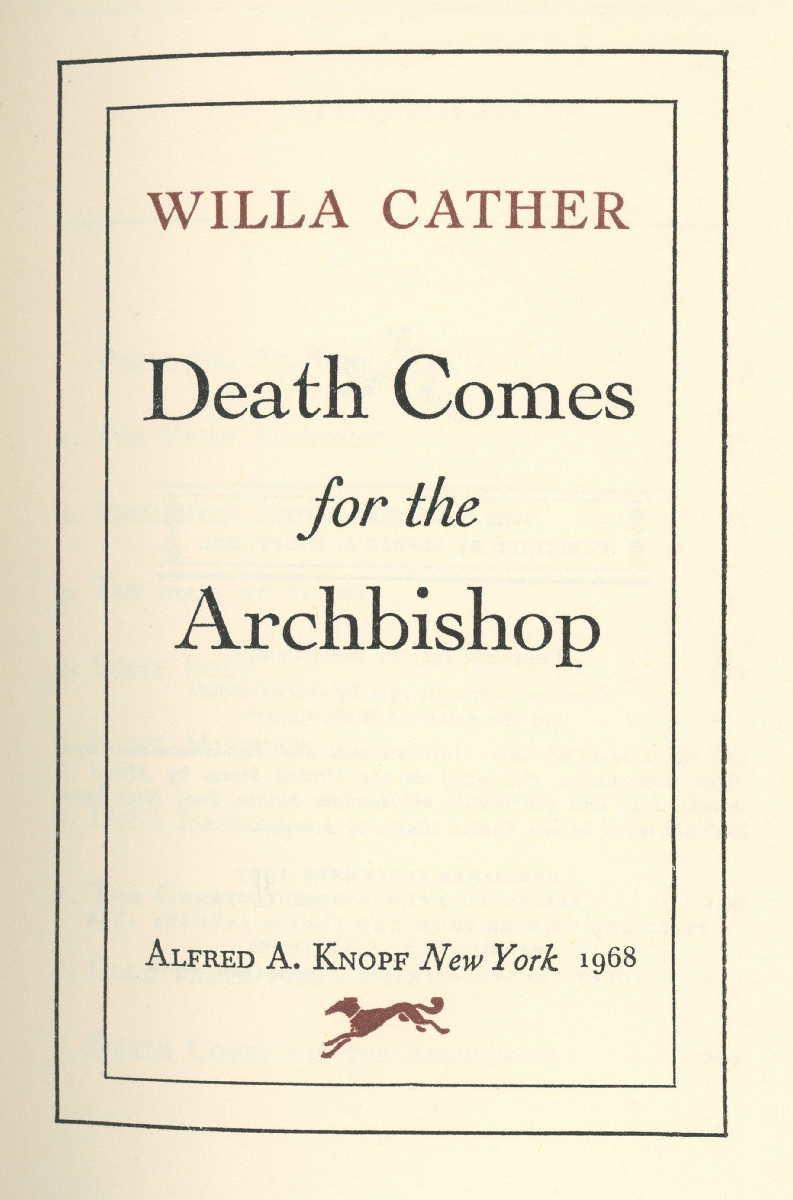 Death Comes for the Archbishop by Willa Cather | Stitched | 1968 ...