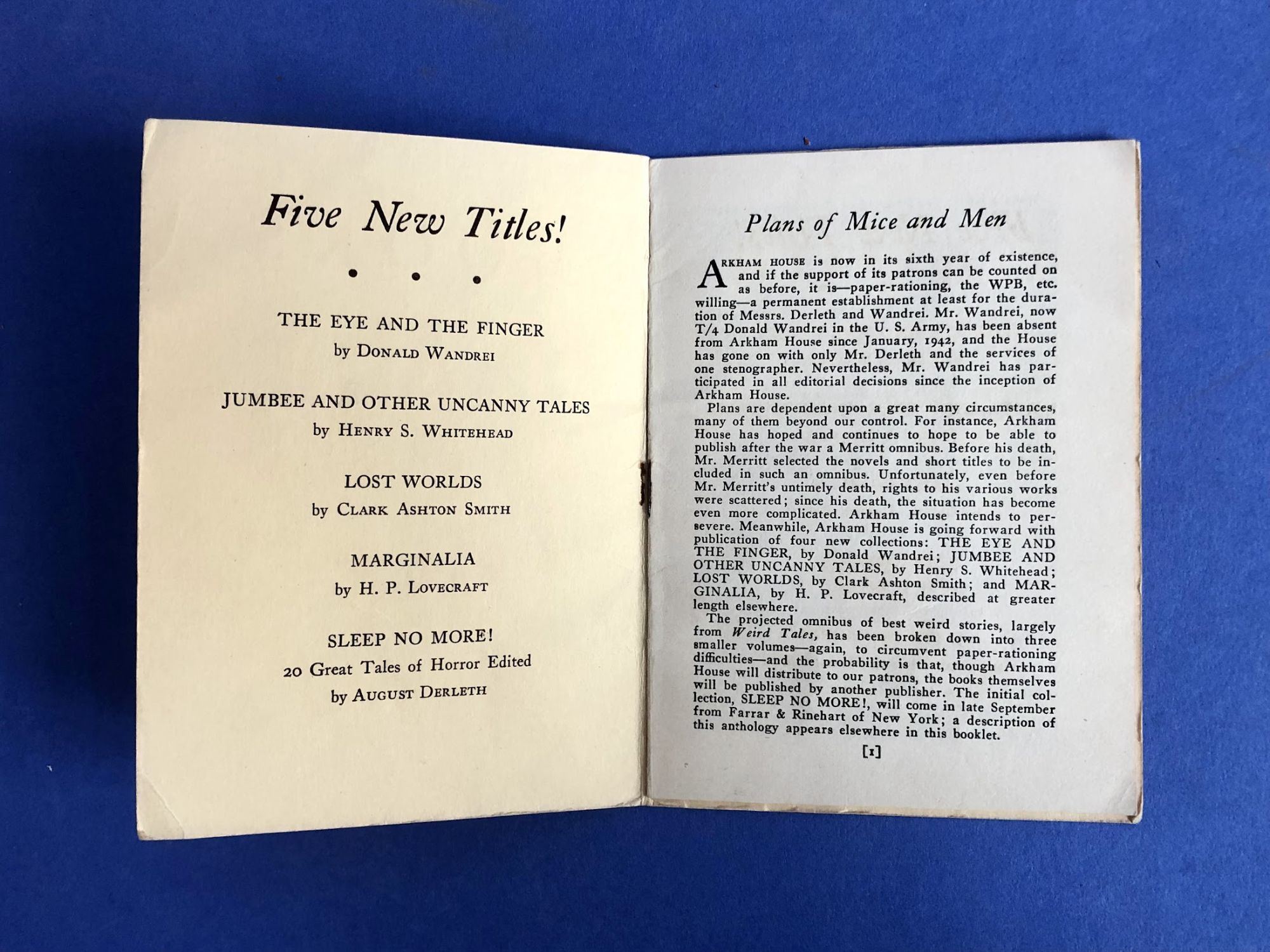 Books from Arkham House Wraps | 1944 | Arkham House | Biblio