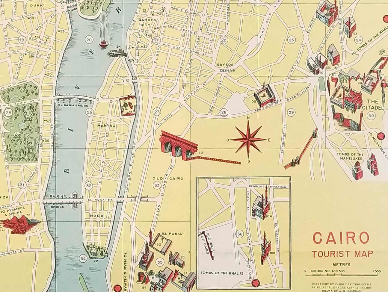 Cairo Tourist Map. by M. A. (mapmaker) EGYPT - CAIRO) Rashdan - No date ...