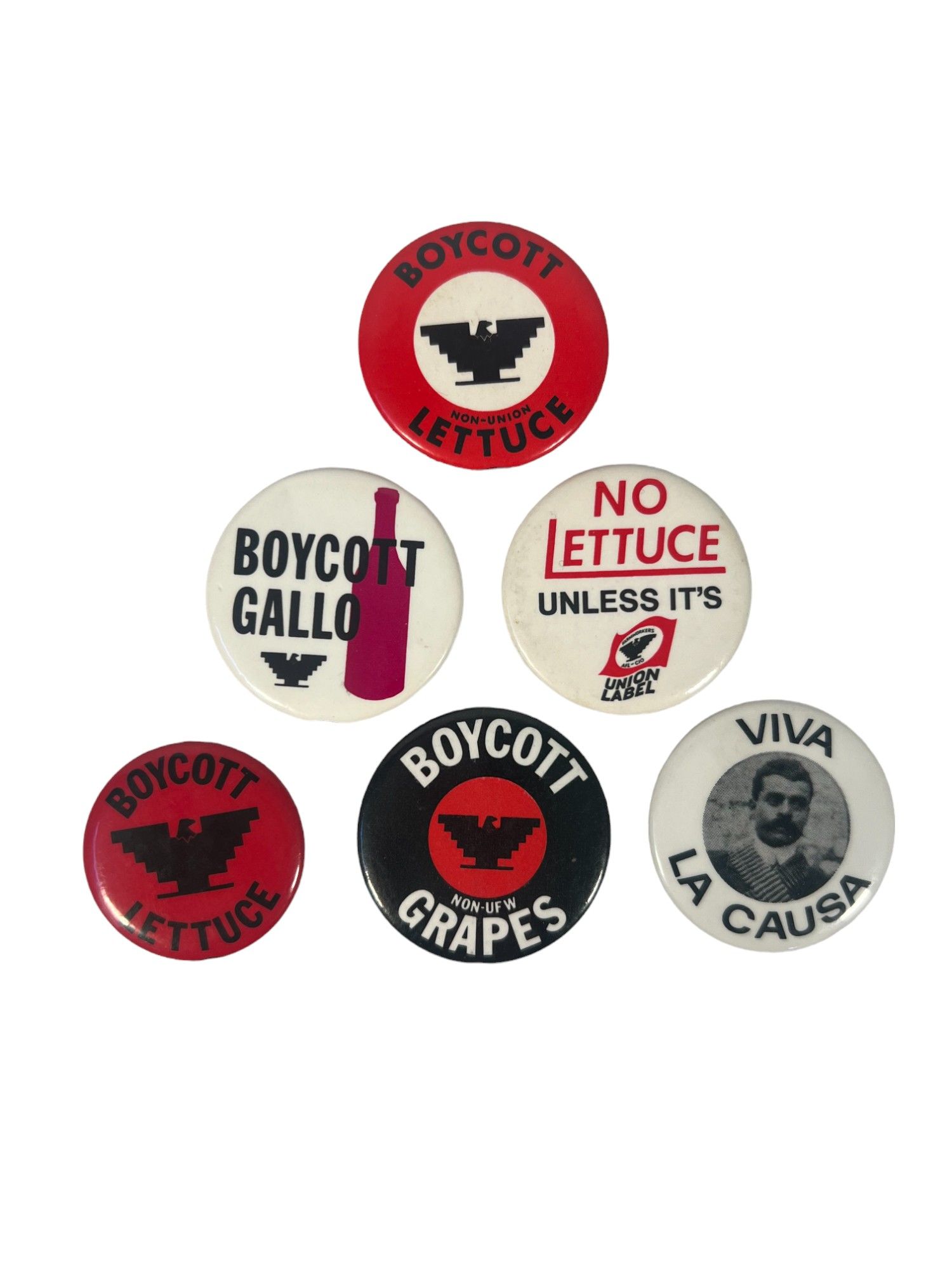 1970s Cesar Chavez Delano Grape Boycott Pins by Grape Boycott Pins ...